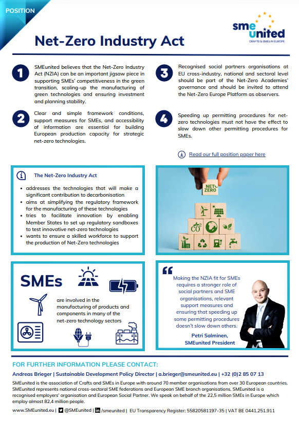 Factsheet: Net-Zero Industry Act | SMEunited