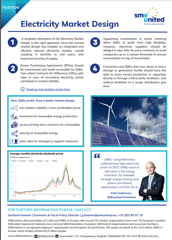 Electricity Market Design | SMEunited