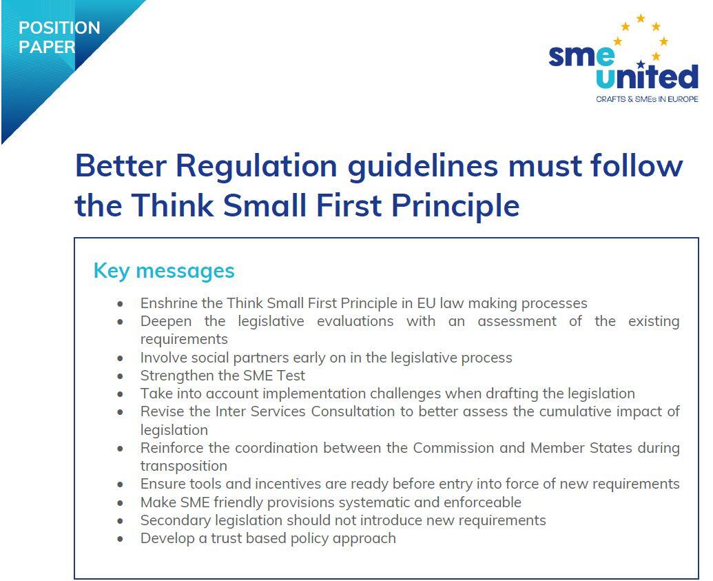 Better Regulation guidelines must follow the Think Small First ...